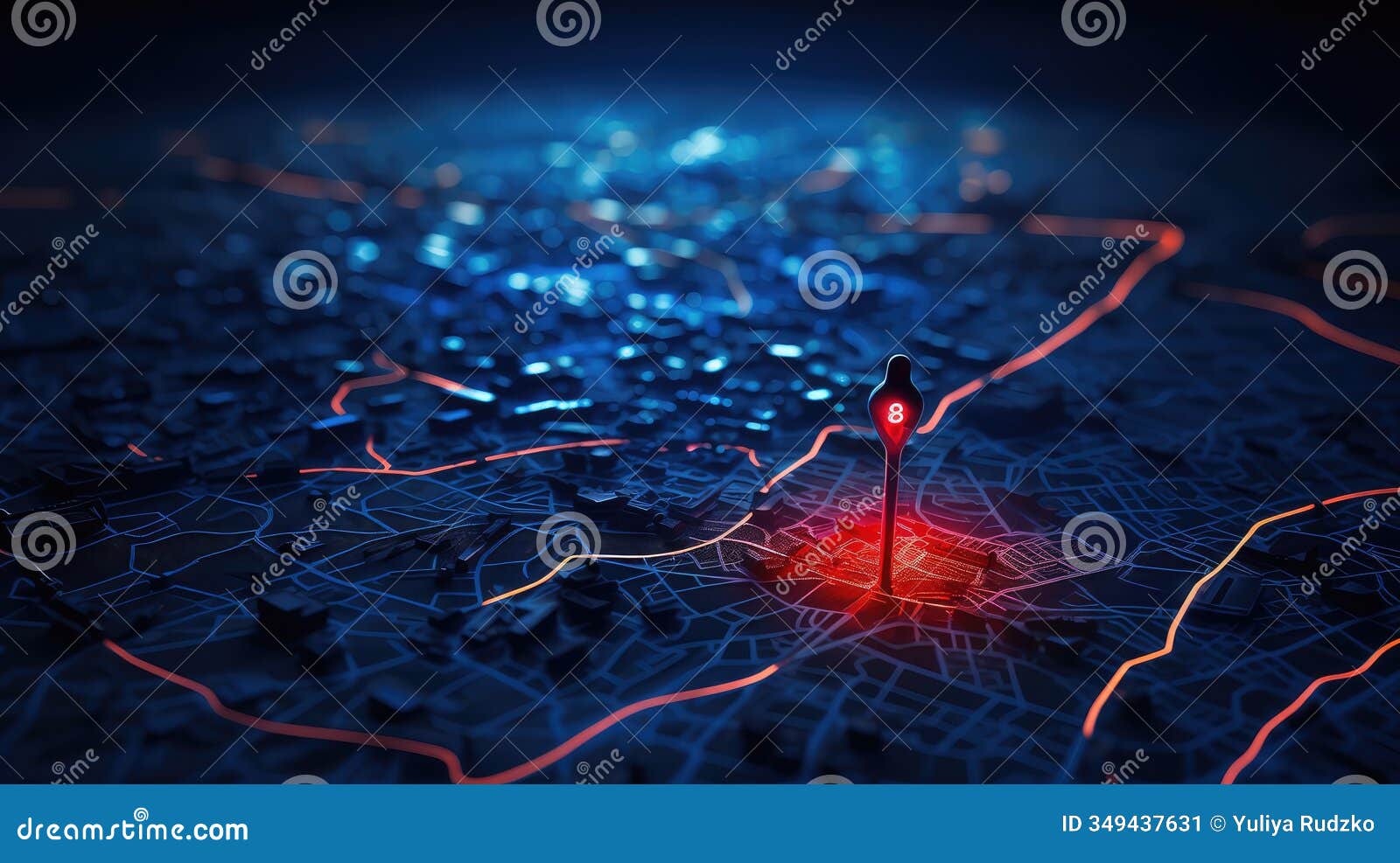 Digital Map Highlight: a Glowing Red Marker Stands Out, Marking Your ...