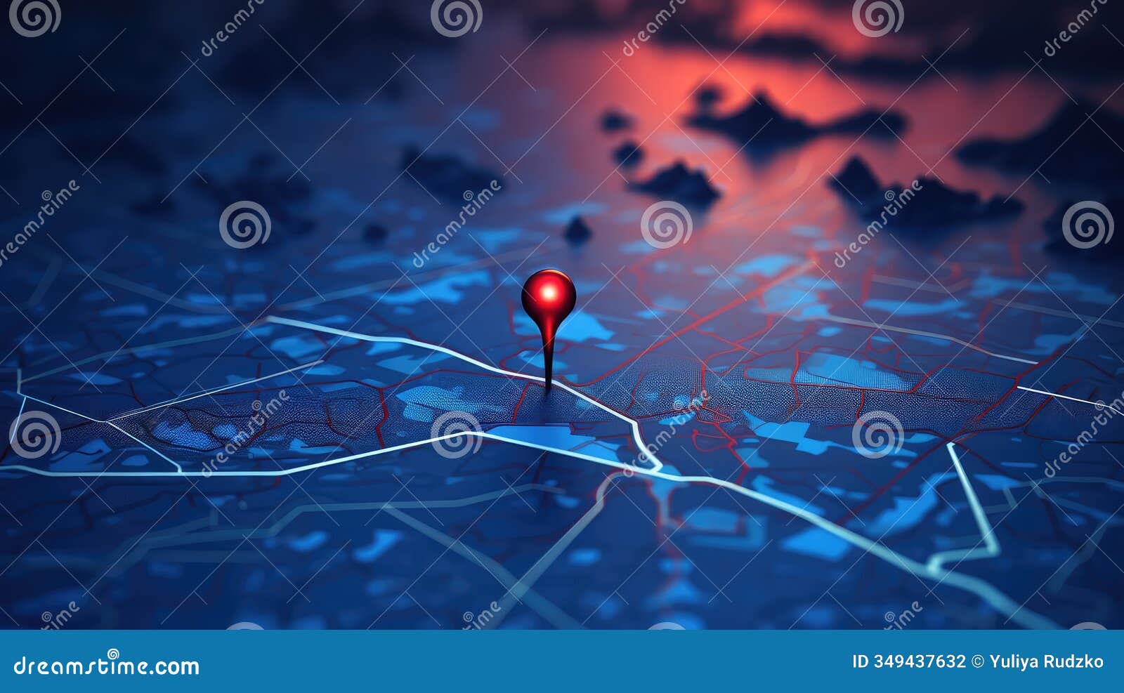Digital Map Highlight: a Glowing Red Marker Stands Out, Marking Your ...