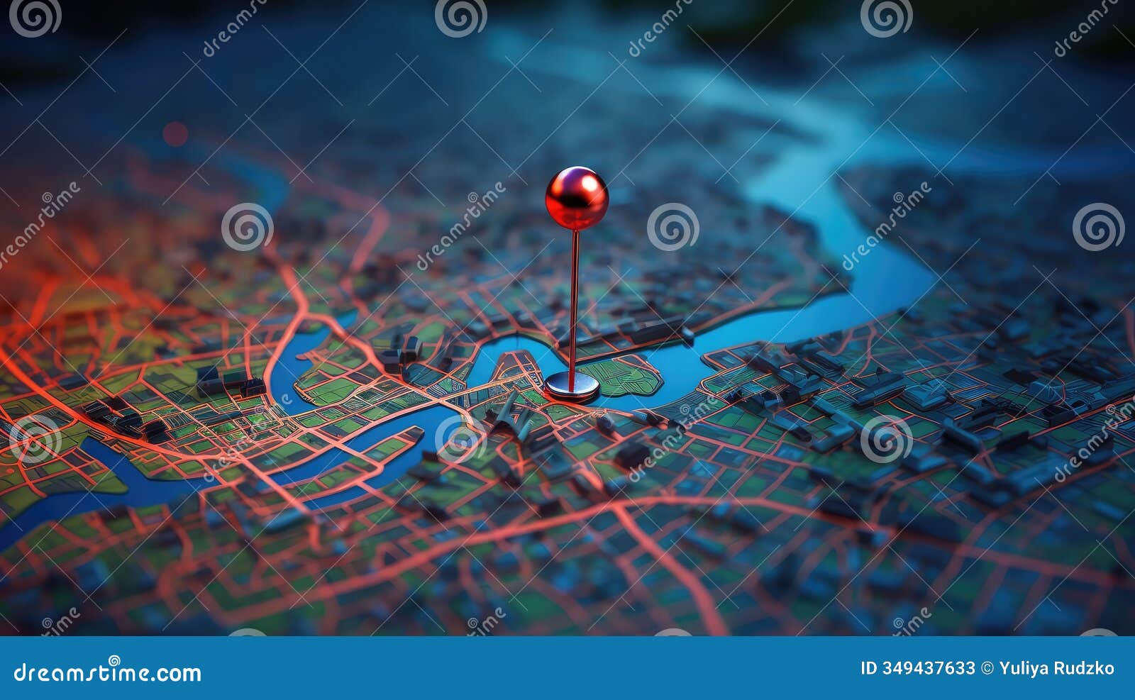 Digital Map Highlight: a Glowing Red Marker Stands Out, Marking Your ...