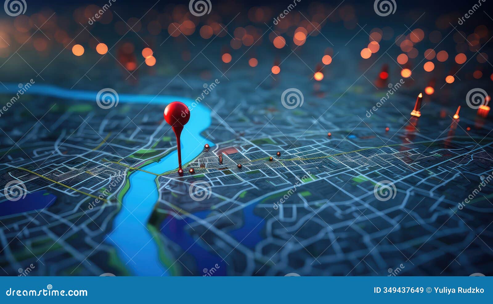 Digital Map Highlight: a Glowing Red Marker Stands Out, Marking Your ...