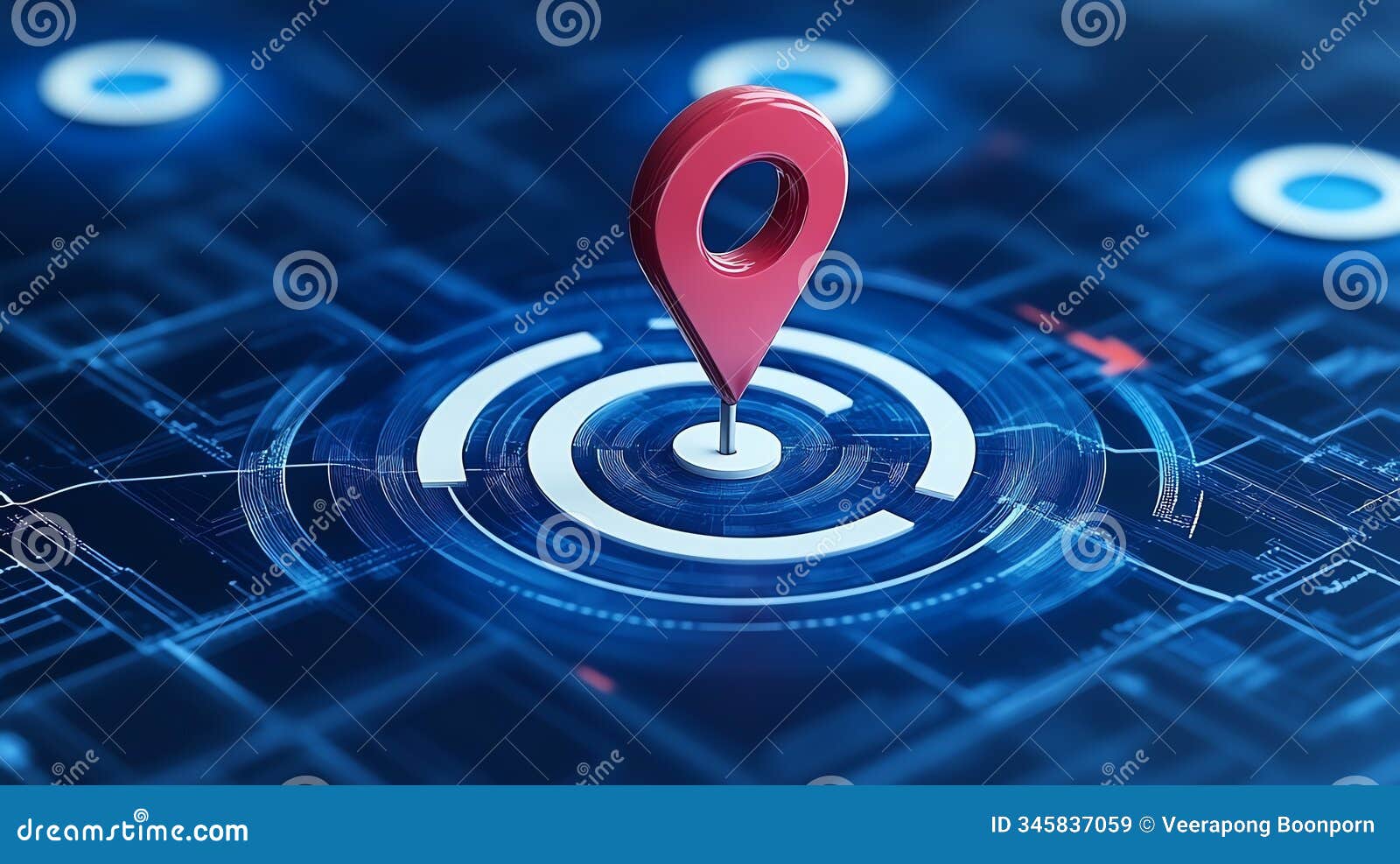 A Digital Map Marker Indicating Location on a High-tech Interface Stock ...