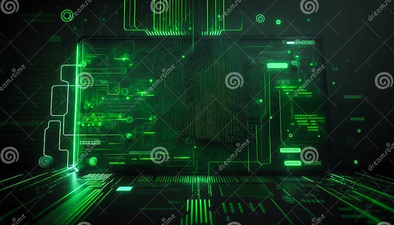 Digital Map with Matrix Code and Circuit Board Stock Illustration ...
