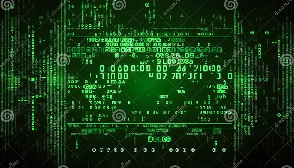 Digital Map with Matrix Code and Circuit Board Stock Illustration ...