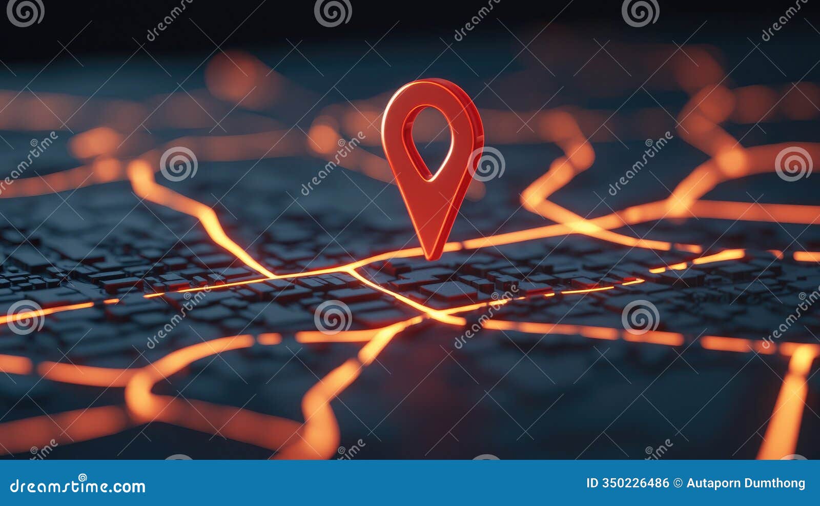 A Digital Map Representation Featuring a Vibrant Location Pin ...