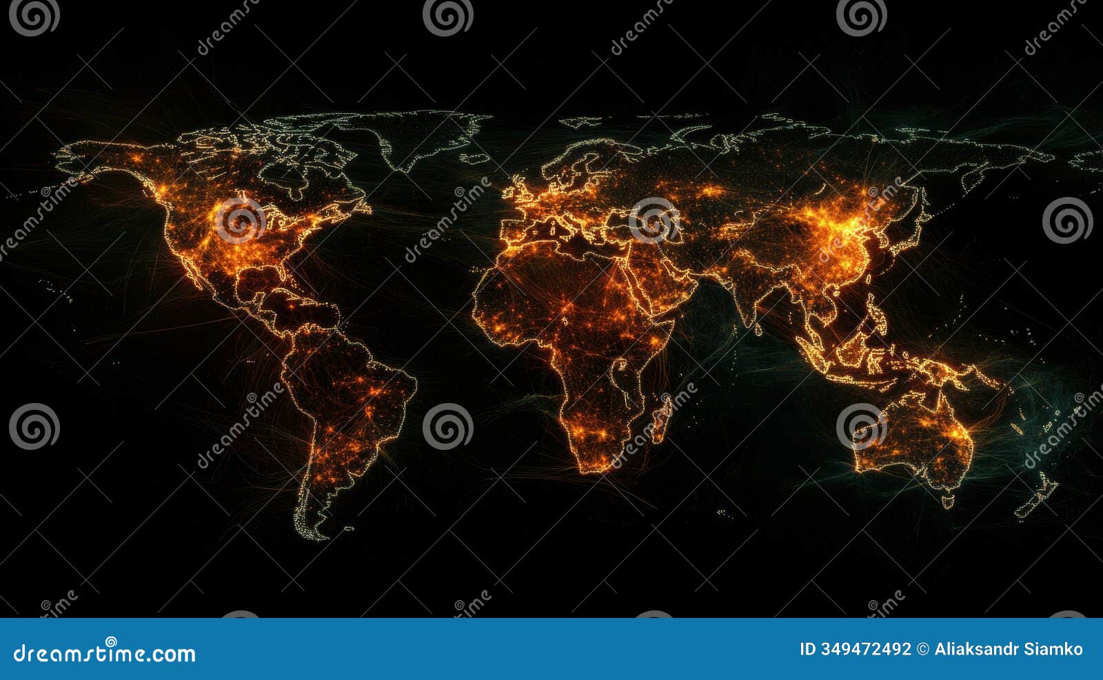 Digital Map Showcasing Global Network Connections and Communication ...