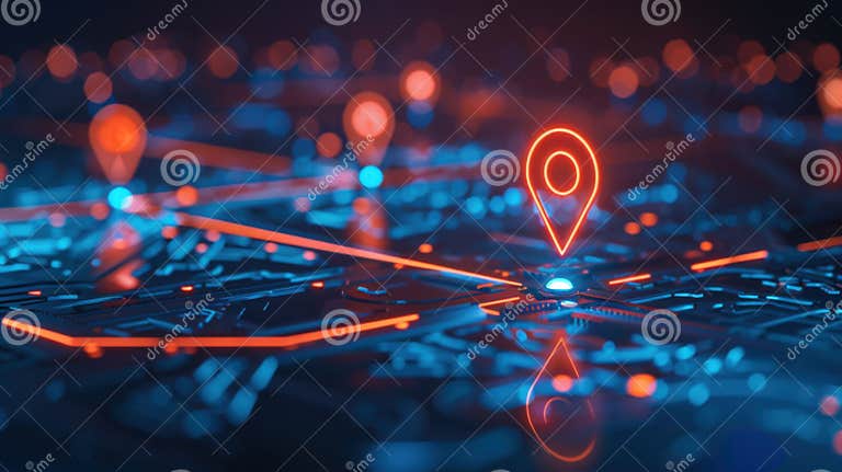 Digital Map Showing Location with Two Icons Representing Artificial ...