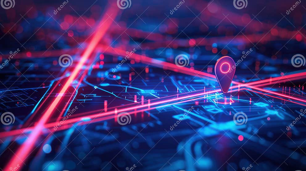 Digital Map Showing Location with Two Icons Representing Artificial ...