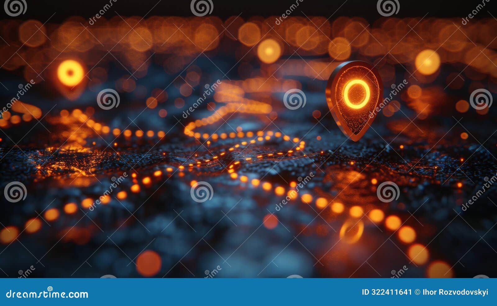 Digital Map Showing Location with Two Icons Representing Artificial ...