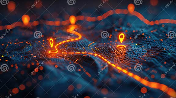 Digital Map Showing Location with Two Icons Representing Artificial ...