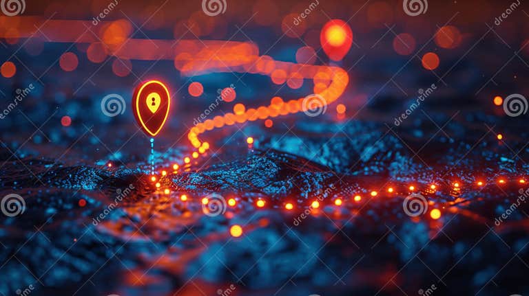 Digital Map Showing Location with Two Icons Representing Artificial ...