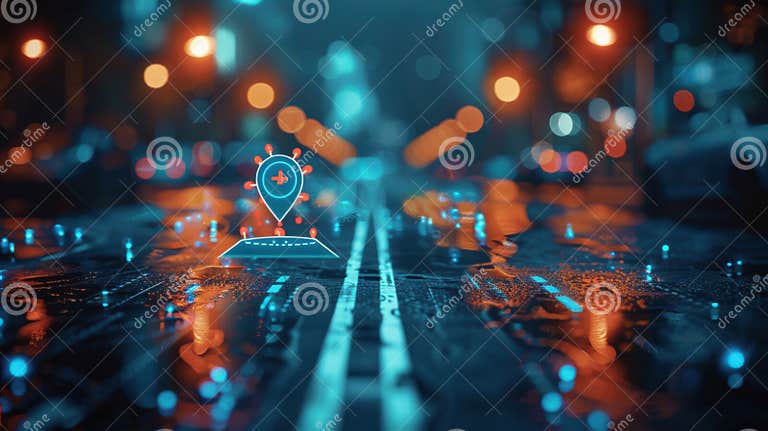 Digital Map Showing Location with Two Icons Representing Artificial ...