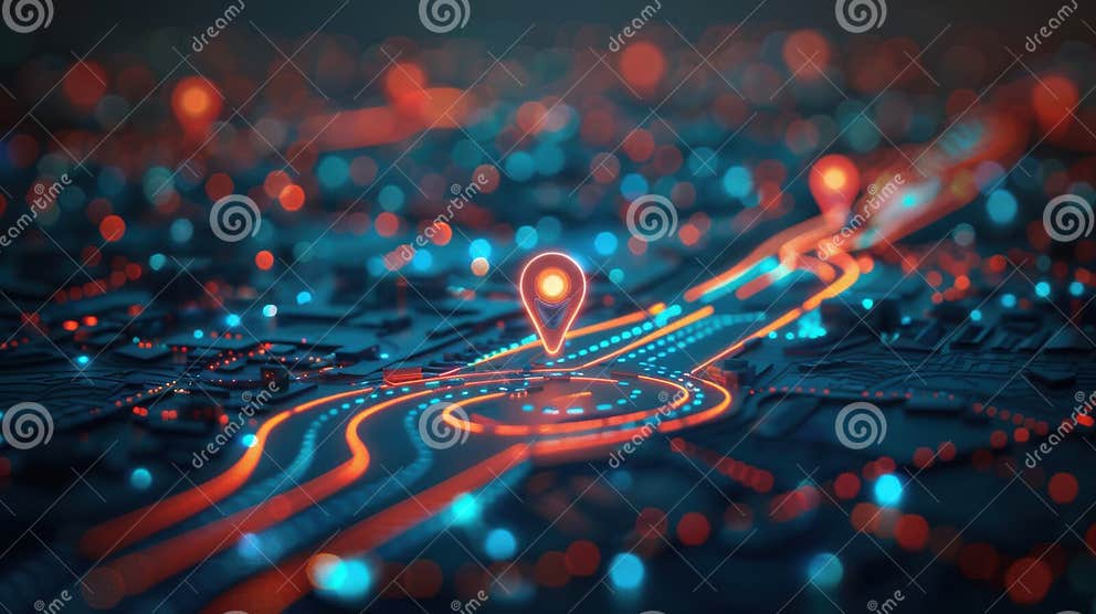 Digital Map Showing Location with Two Icons Representing Artificial ...