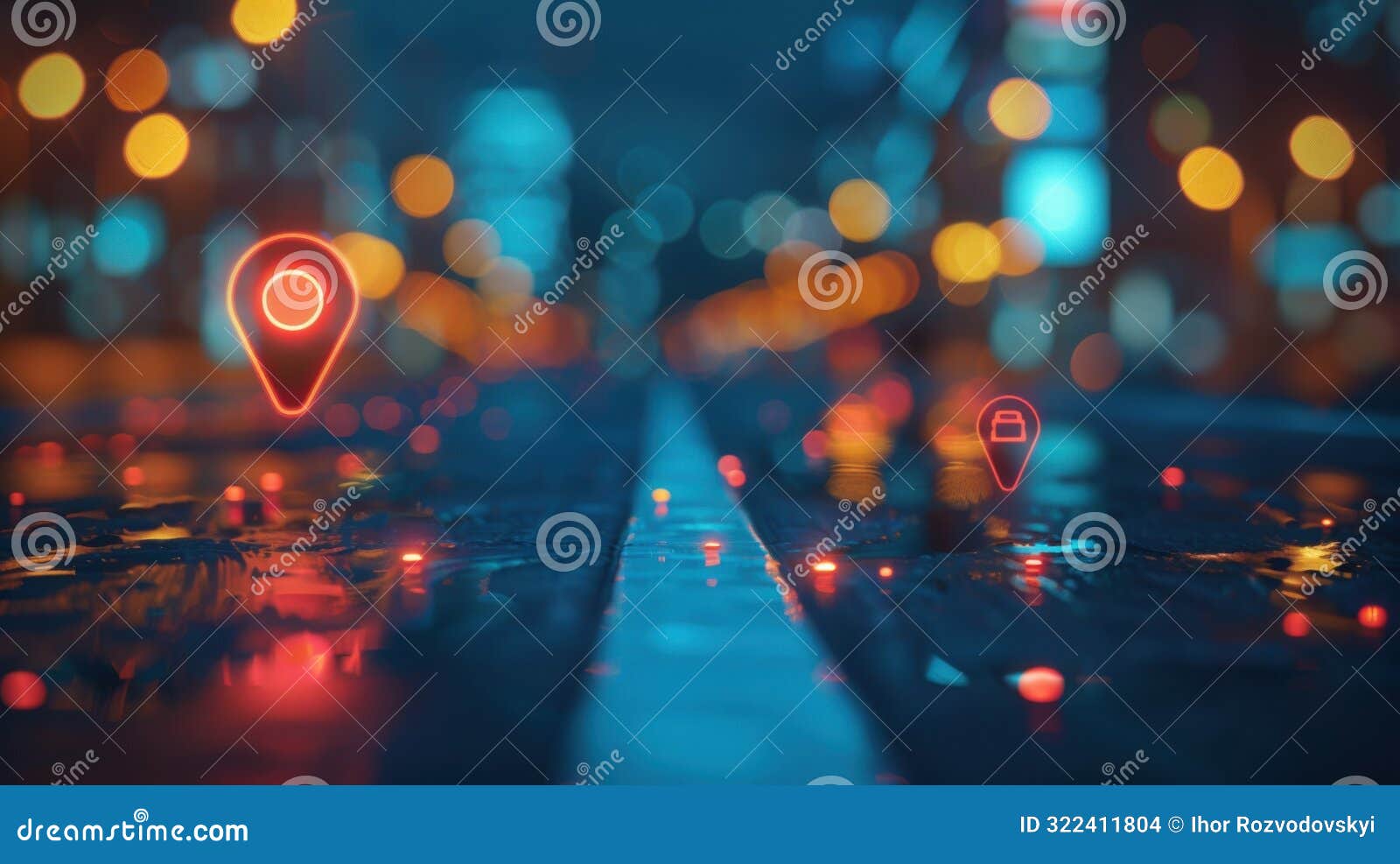 Digital Map Showing Location with Two Icons Representing Artificial ...