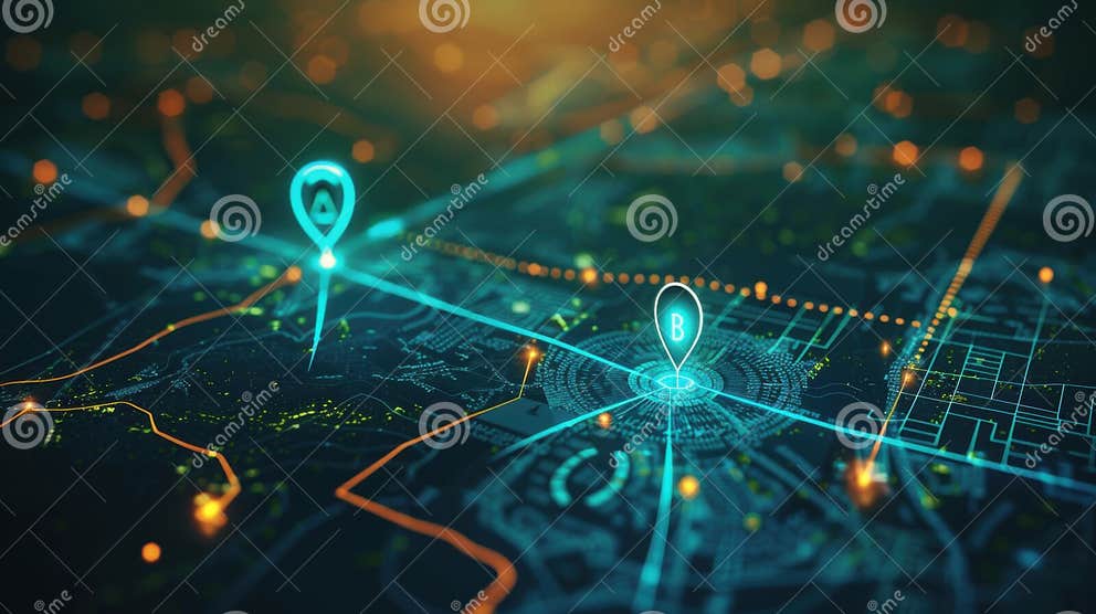 Digital Map Showing Location with Two Icons Representing Artificial ...