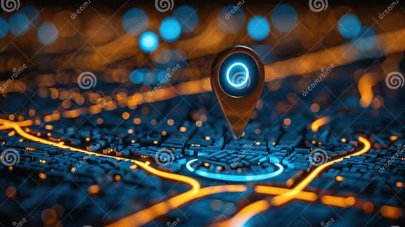 Digital Map Showing Location with Two Icons Representing Artificial ...