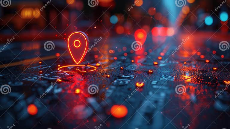 Digital Map Showing Location with Two Icons Representing Artificial ...