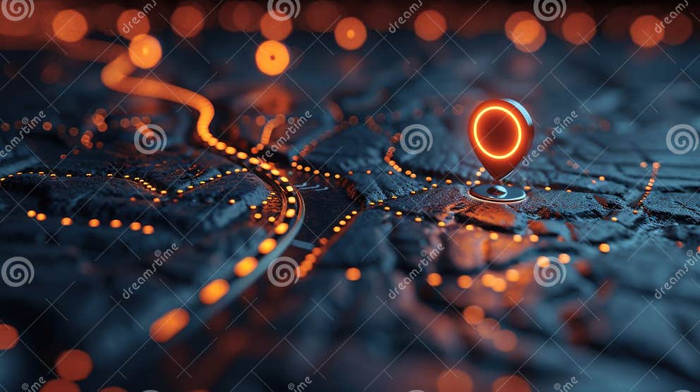 Digital Map Showing Location with Two Icons Representing Artificial ...