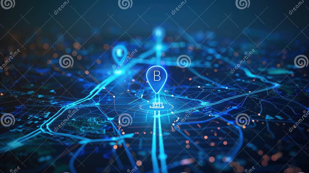 Digital Map Showing Location with Two Icons Representing Artificial ...