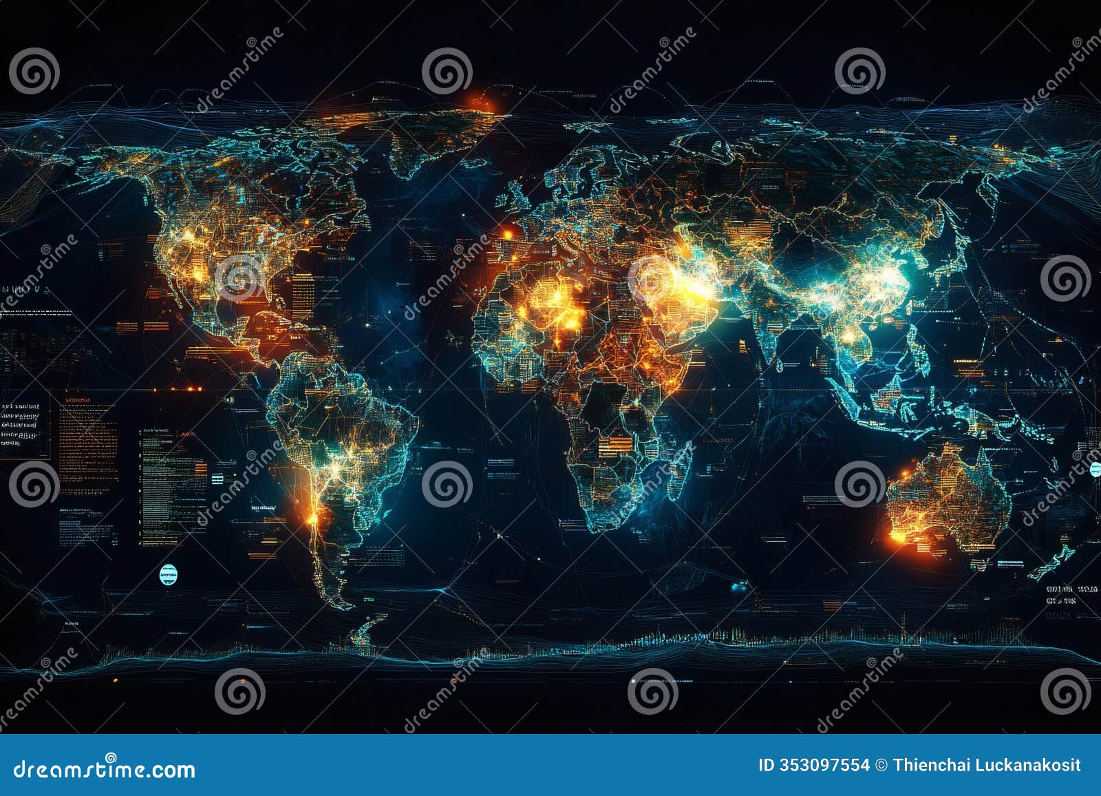 Digital Map with Trade Statistics Overlay, Showcasing Global Data ...