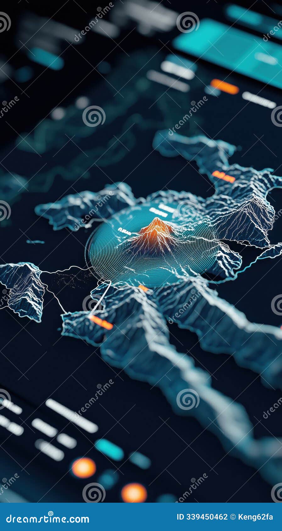 Digital Map Visualizing Earthquake Epicenter with Detailed Topography ...
