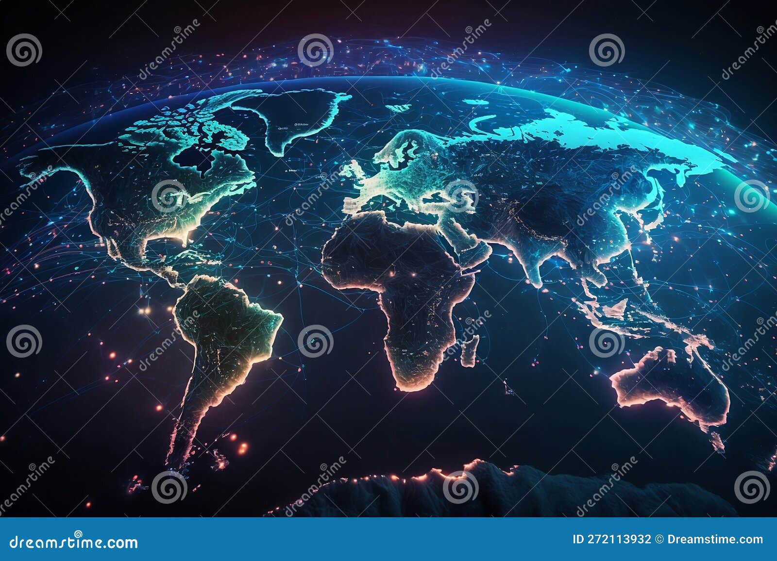 Digital Map of the World with Electronic Data Travelling Stock ...