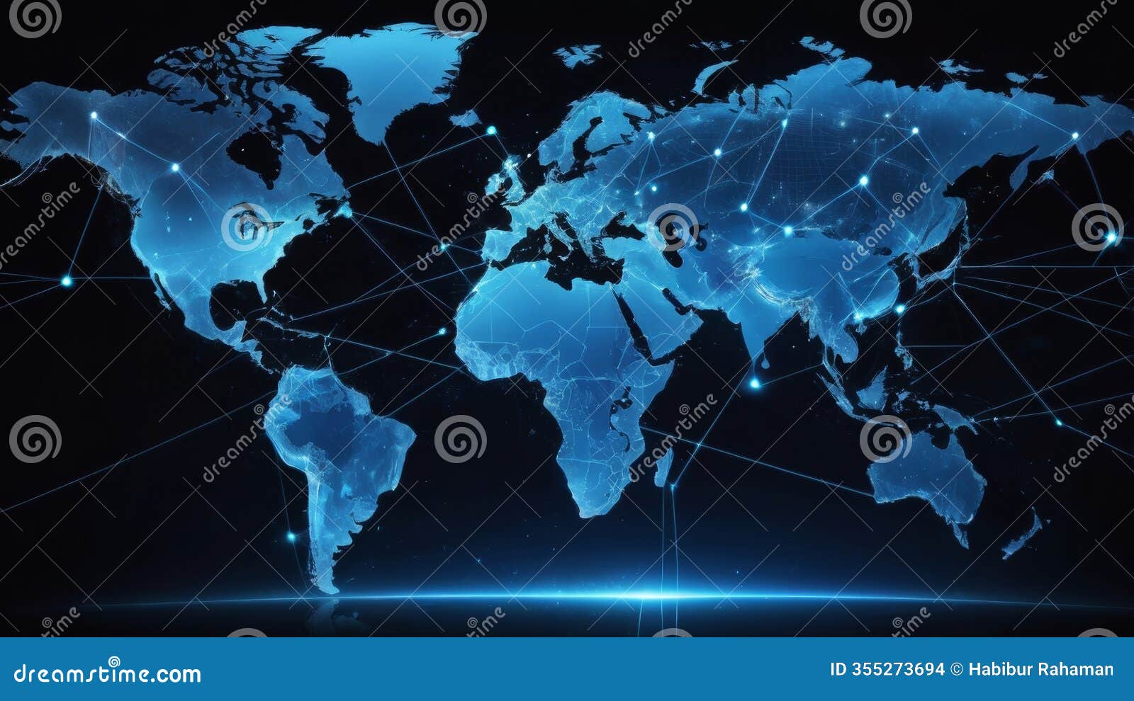 A Digital Map of the World with Glowing Blue Lines Connecting ...