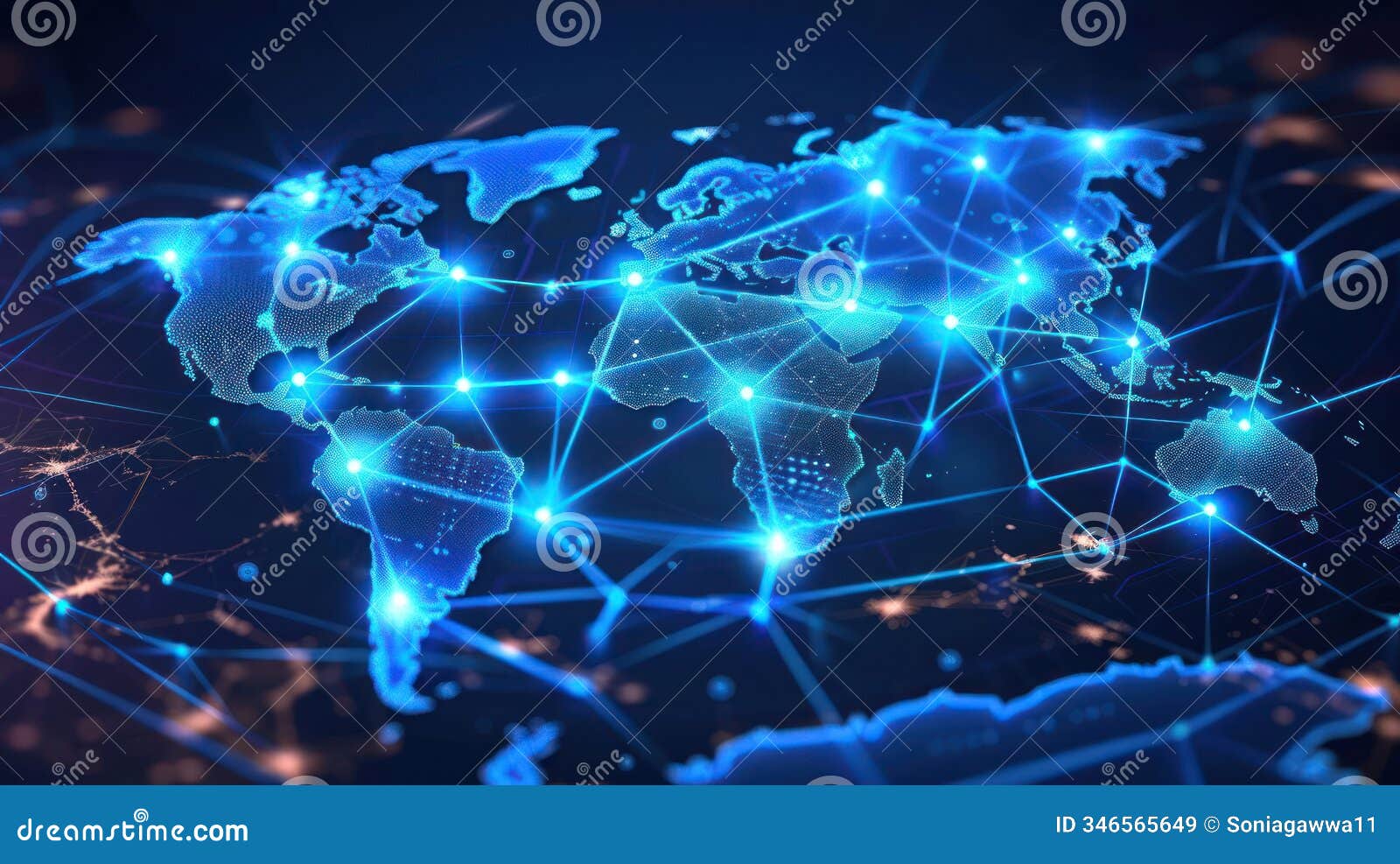 A Digital Map of the World with Interconnected Nodes Representing ...
