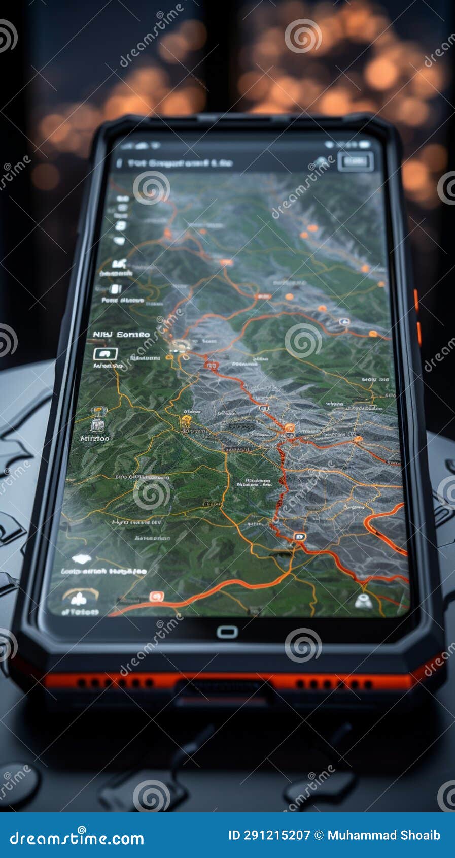 Digital Mapping Tool, Smartphone Displays GPS Navigator on Dynamic Map ...