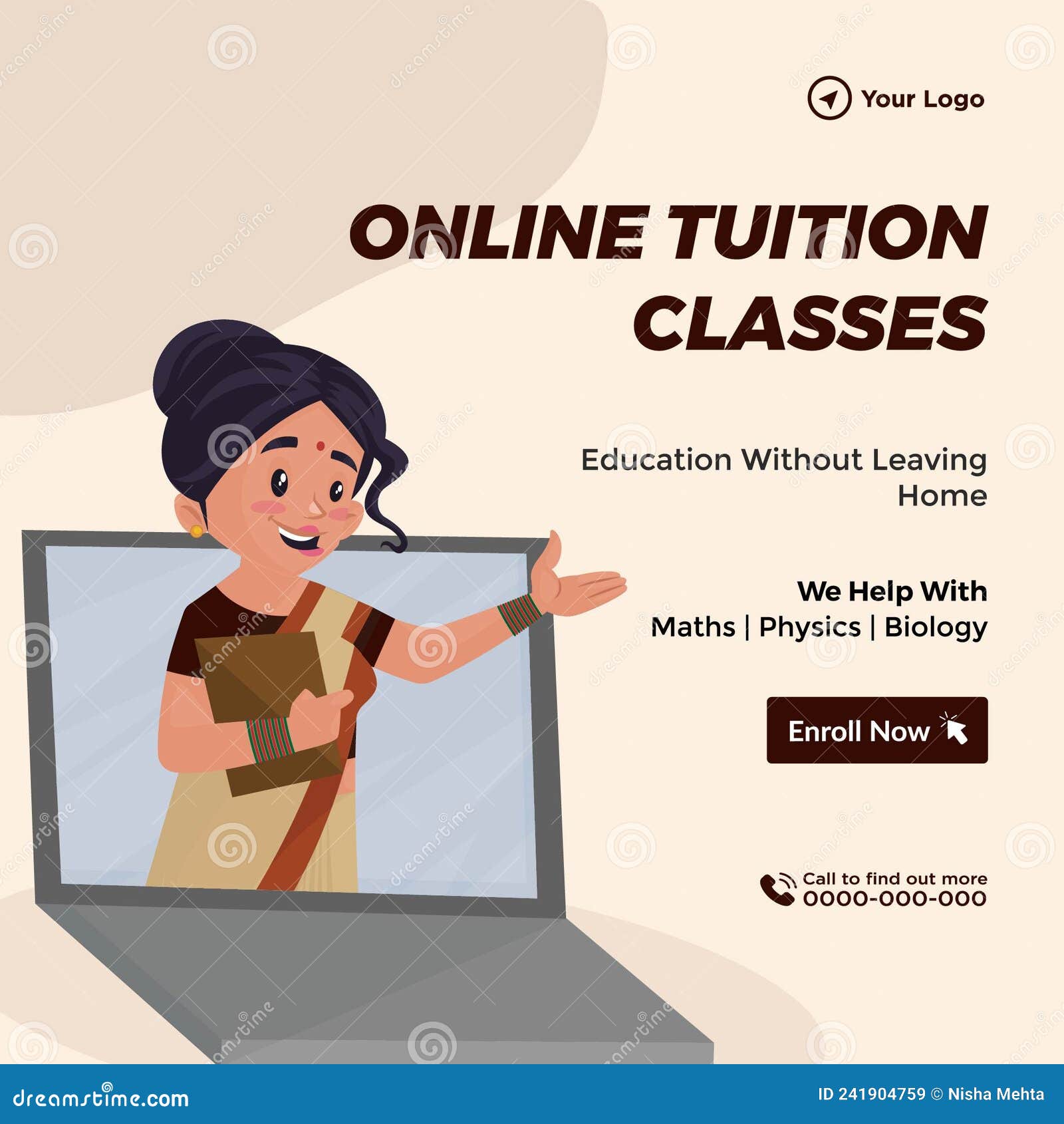 Banner Design of Online Tuition Classes Stock Vector - Illustration of ...