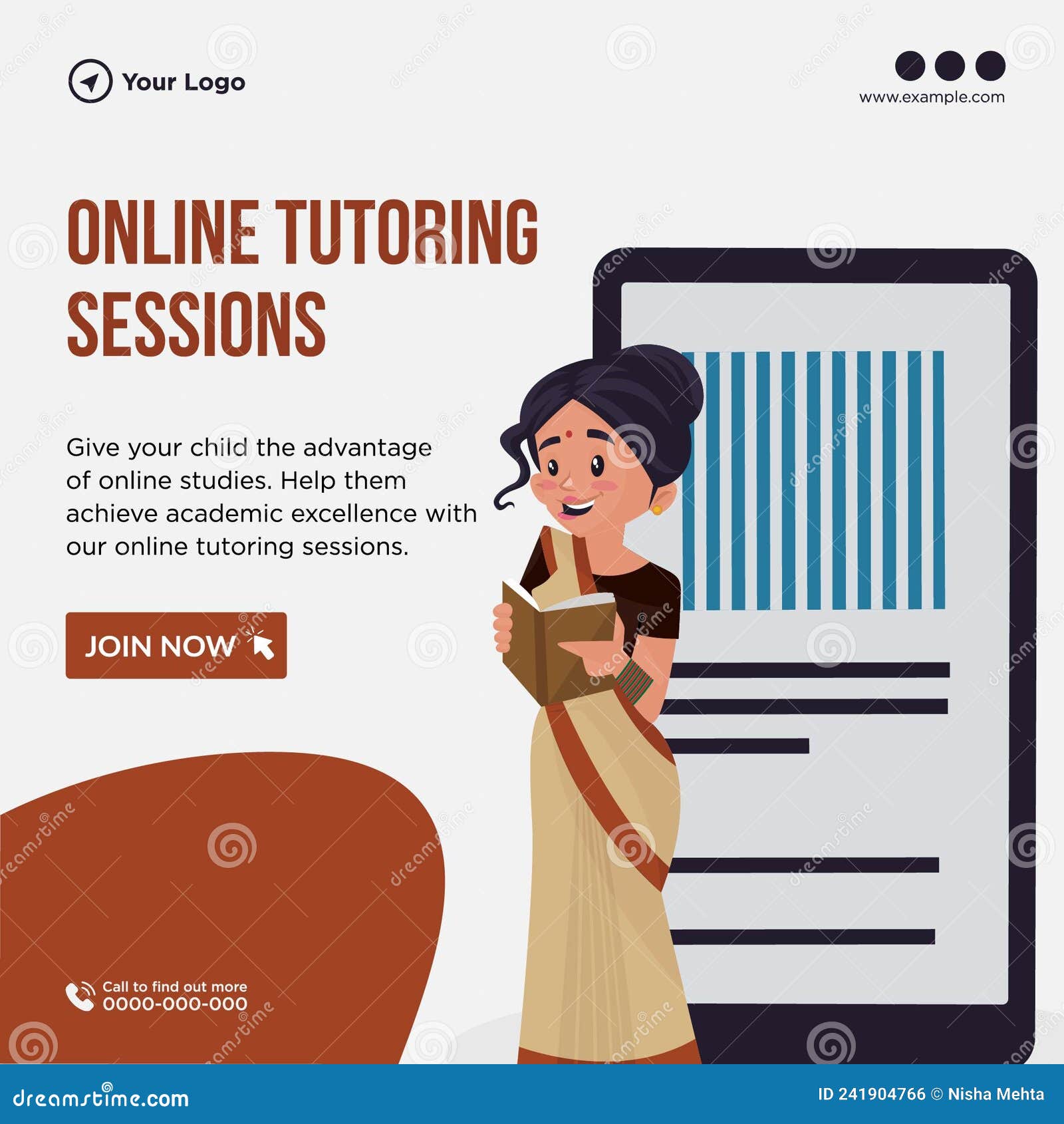 Banner Design of Online Tutoring Sessions Stock Vector - Illustration ...