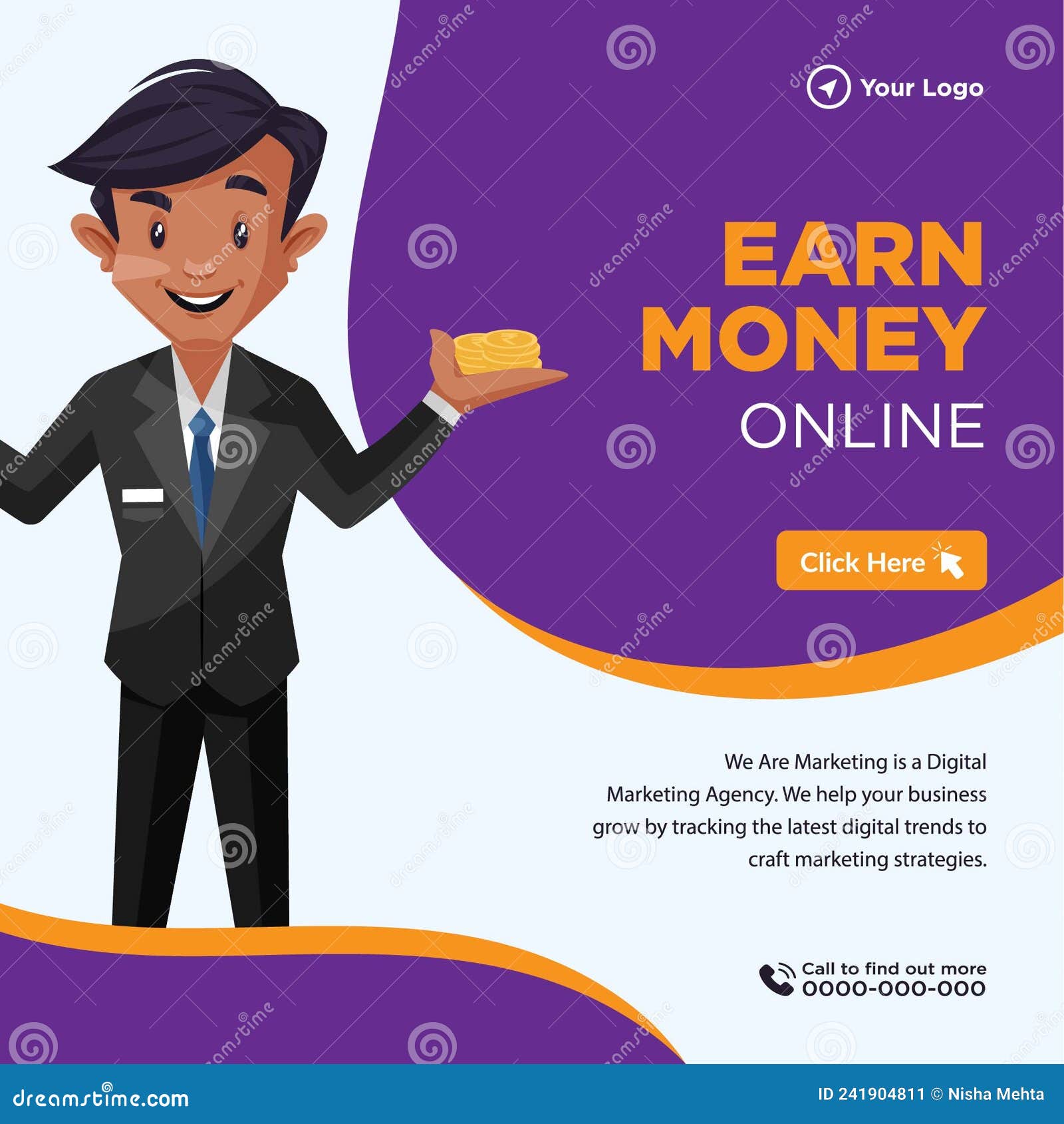 Banner Design of Earn Money Online Stock Vector - Illustration of ...