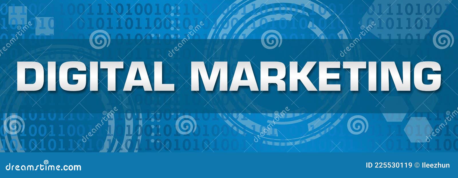 Digital Marketing Blue Technology Binary Background Stock Illustration ...