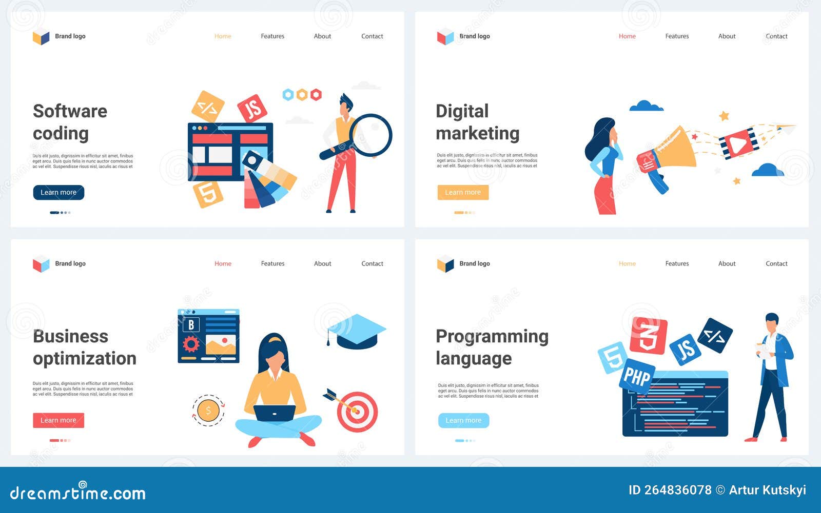 Digital Marketing and Business Optimization, Programming Language and Software Coding Set Stock ...