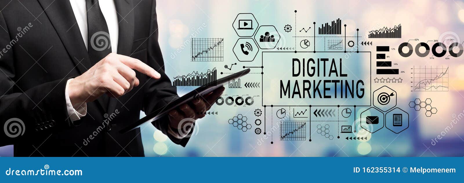Digital Marketing with Businessman Stock Photo - Image of diagram ...