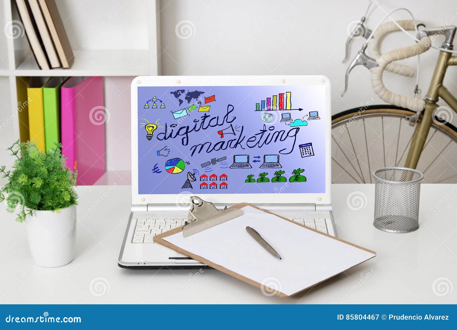 Digital marketing computer stock image. Image of desktop - 85804467