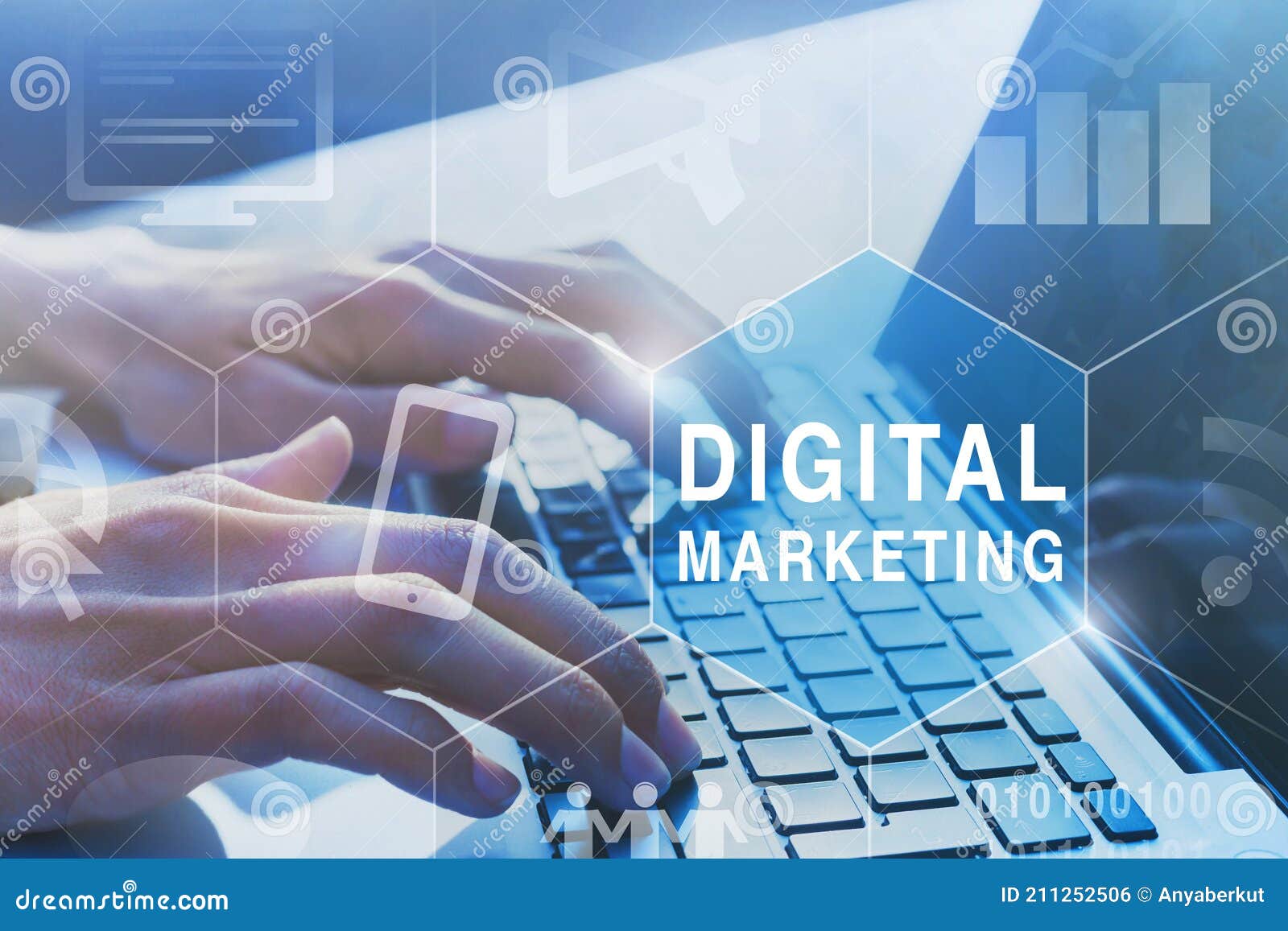 Digital Marketing Concept Diagram with Icons Stock Photo - Image of ...