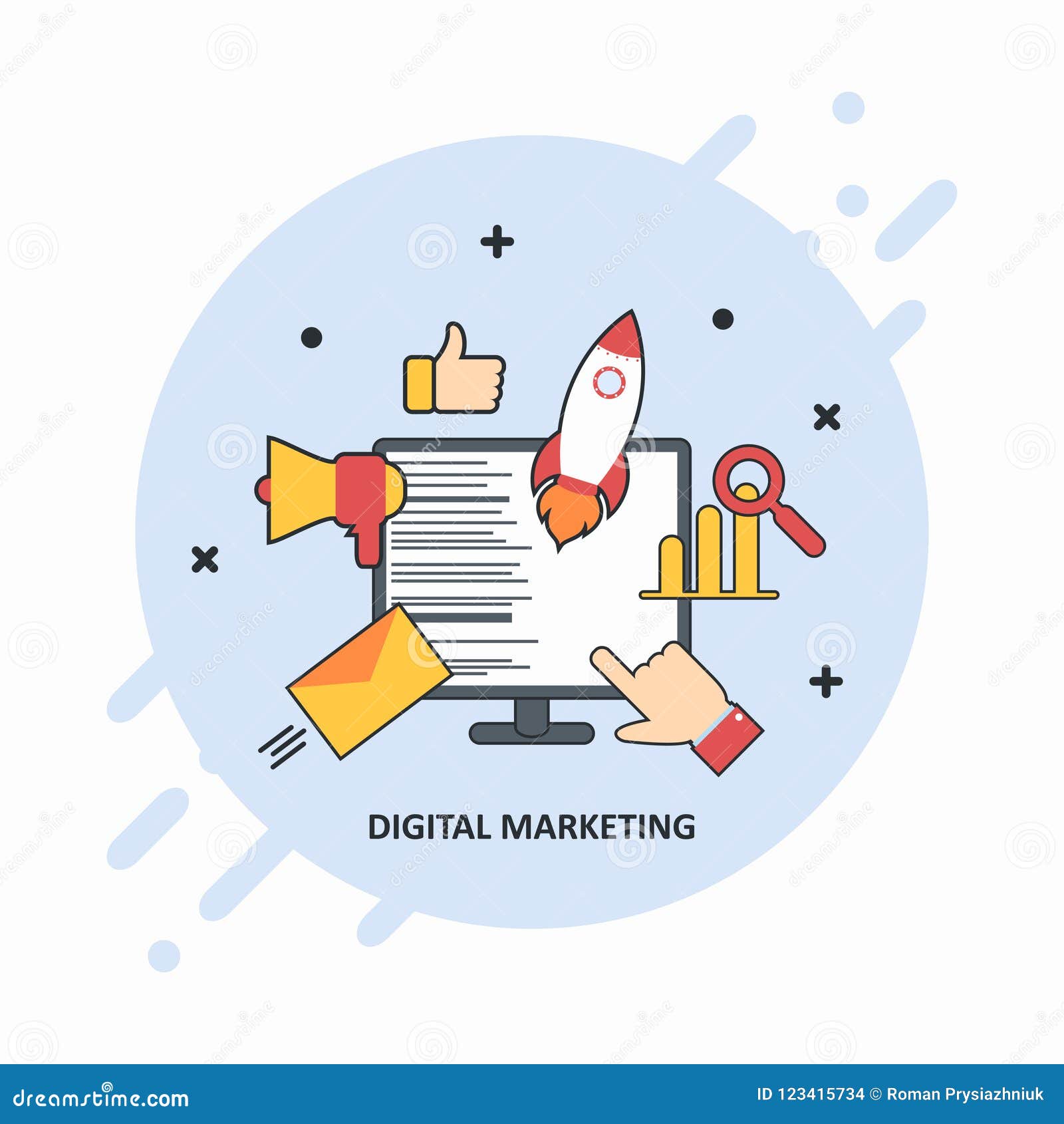 Digital Marketing Concept. Flat Illustration of Digital Media Agency ... Digital Marketing Concept. Flat Illustration of Digital Media Agency ...