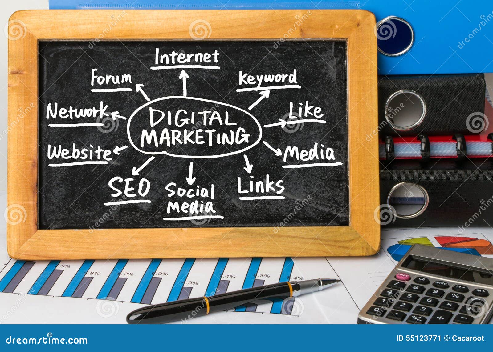 Digital Marketing Concept Hand Drawing on Blackboard Stock Image ...