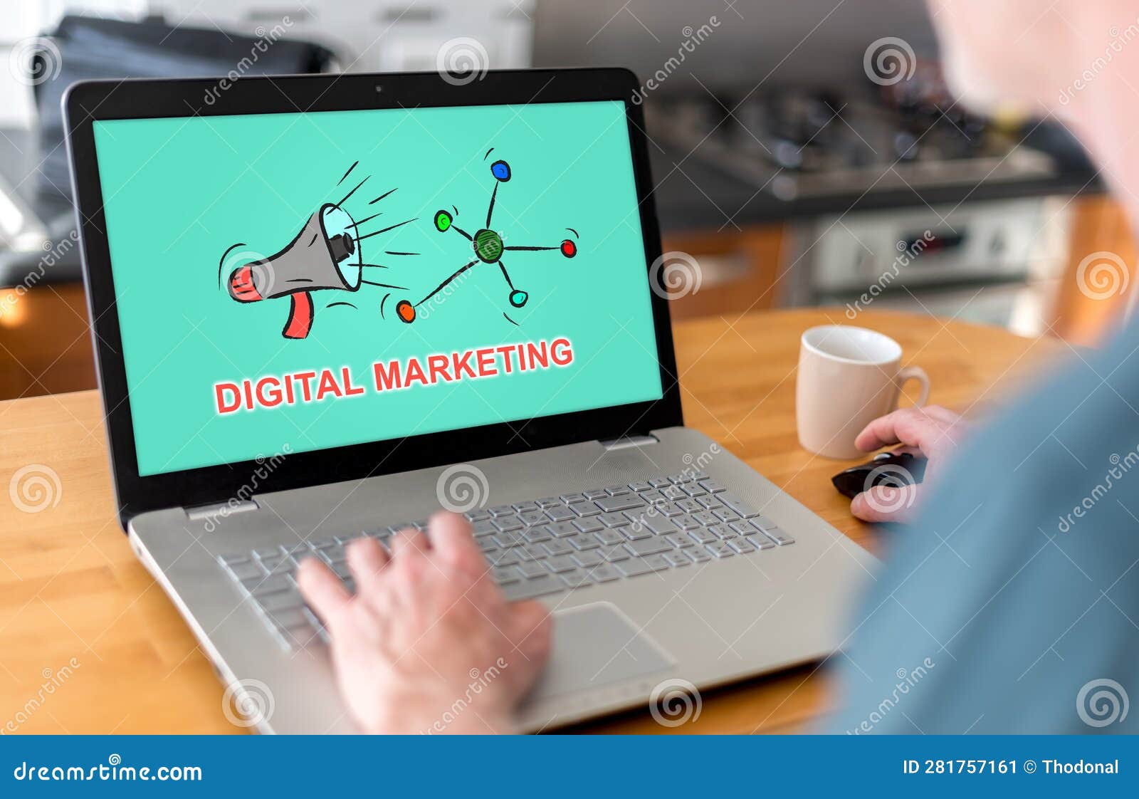 Digital Marketing Concept on a Laptop Stock Image - Image of promotion ...