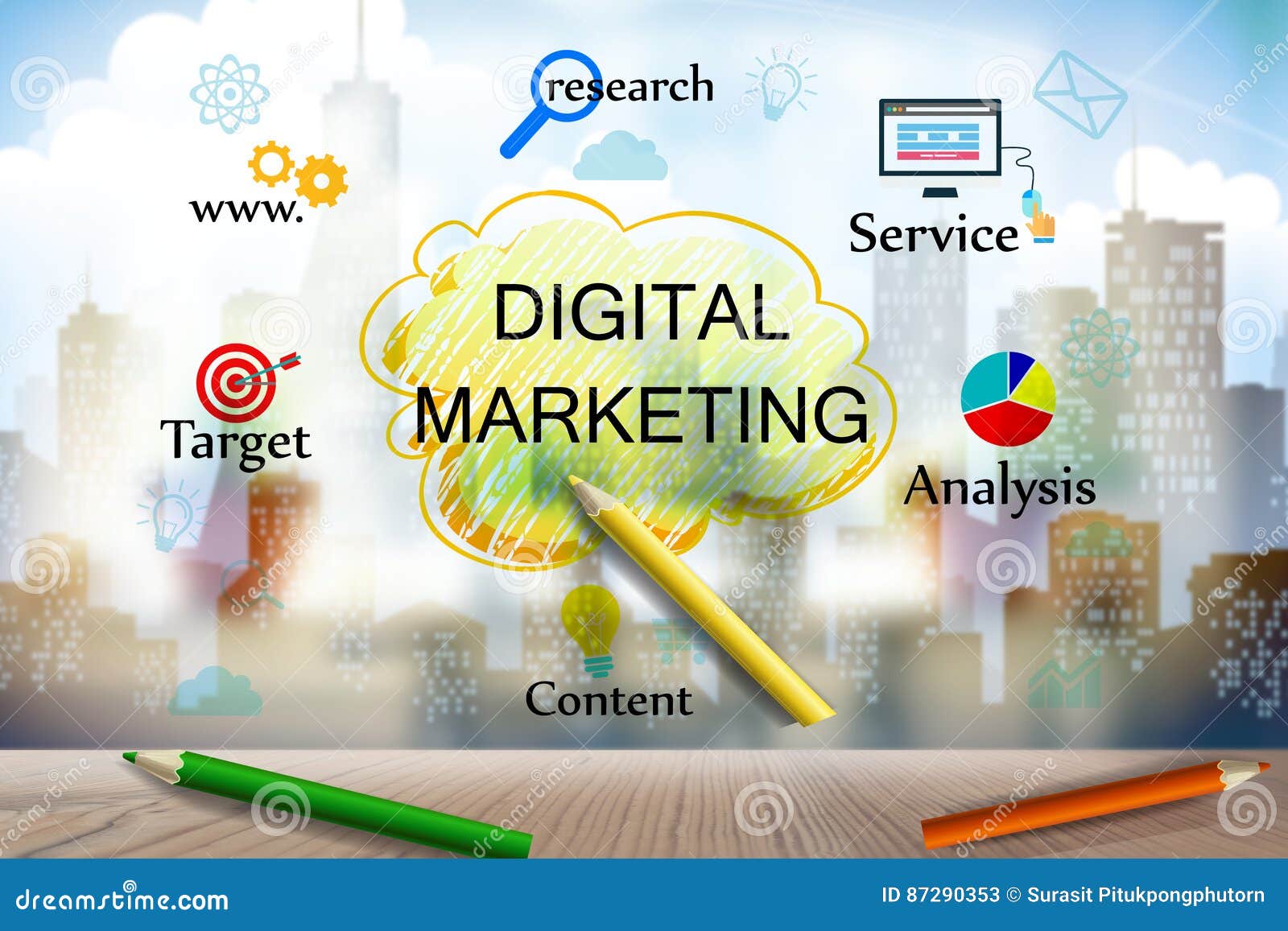 Digital Marketing Concept. stock illustration. Illustration of concept ...