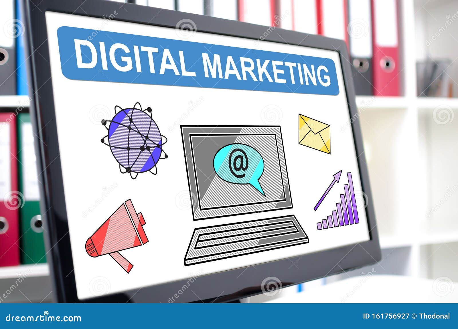 Digital Marketing Concept on a Computer Screen Stock Image - Image of ...