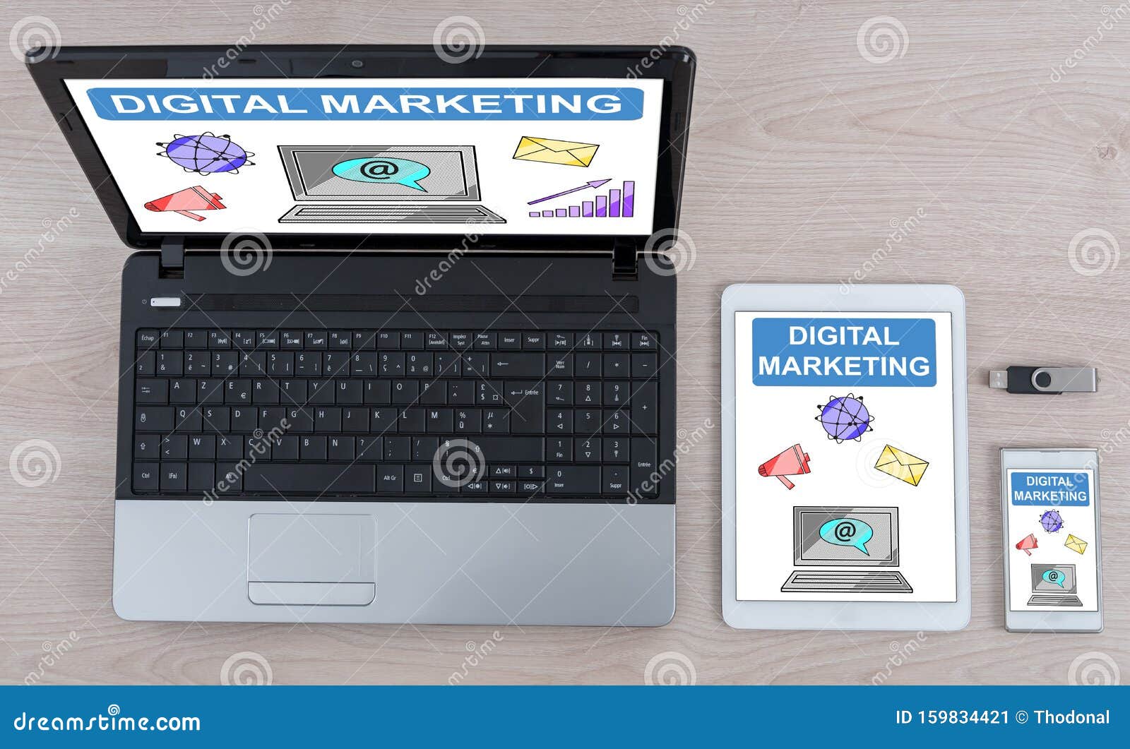 Digital Marketing Concept on Different Devices Stock Image - Image of ...