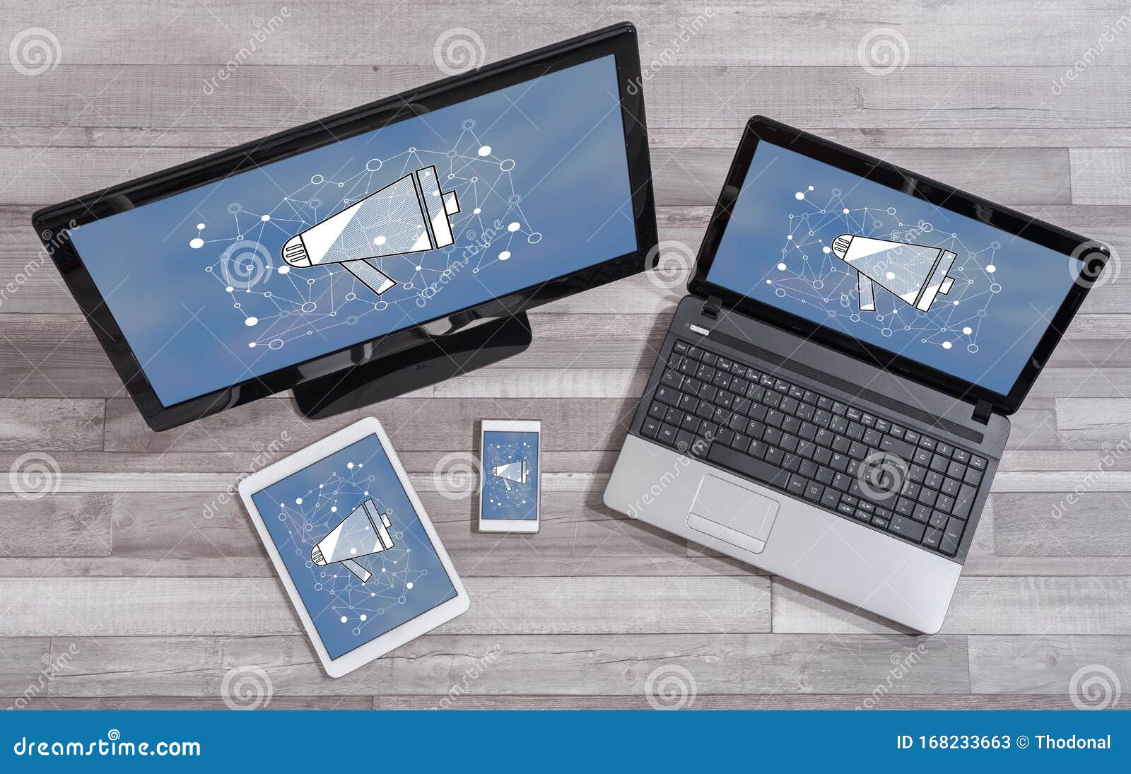 Digital Marketing Concept on Different Devices Stock Image - Image of ...