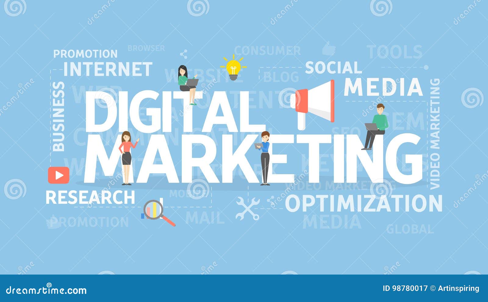 Digital marketing concept. stock vector. Illustration of internet ...