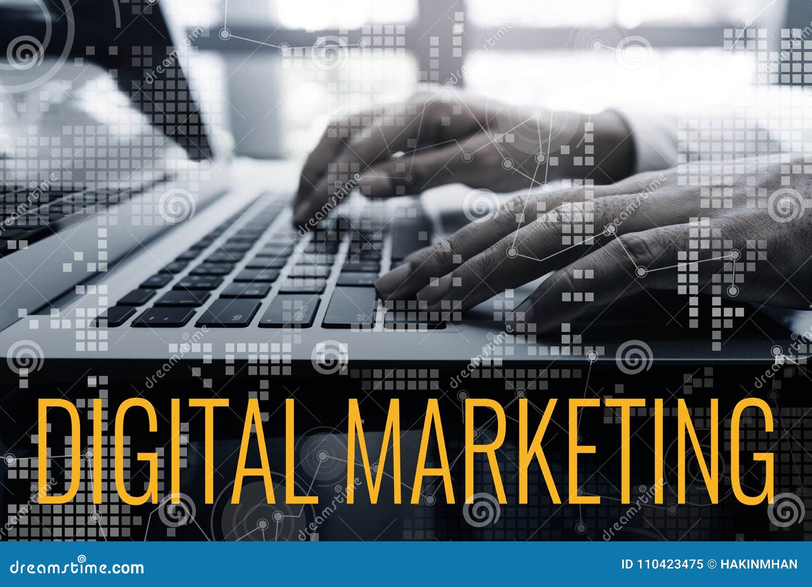 Digital Marketing Concepts Ideas with Male Hand Using Laptop and Chart ...