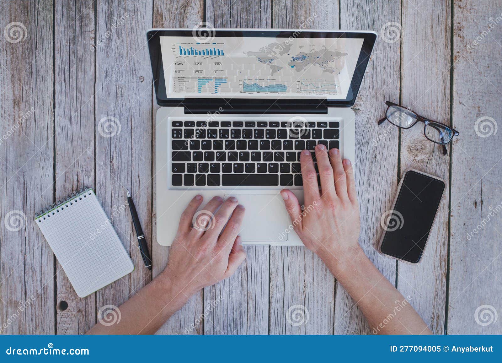 Digital Marketing Dashboard on the Screen of Laptop Computer Stock ...