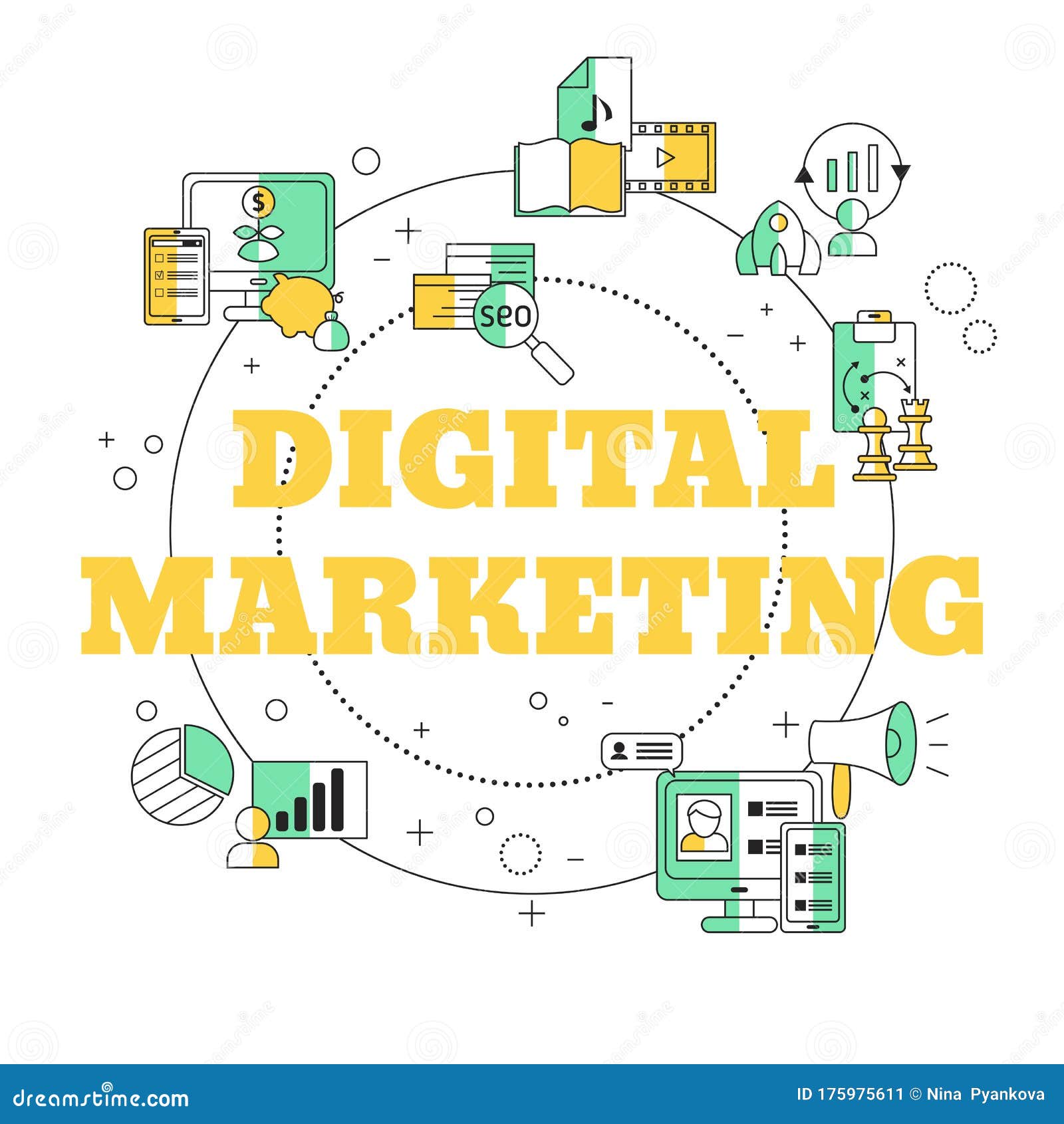 Digital Marketing and Digital Technologies Concept Stock Vector ...