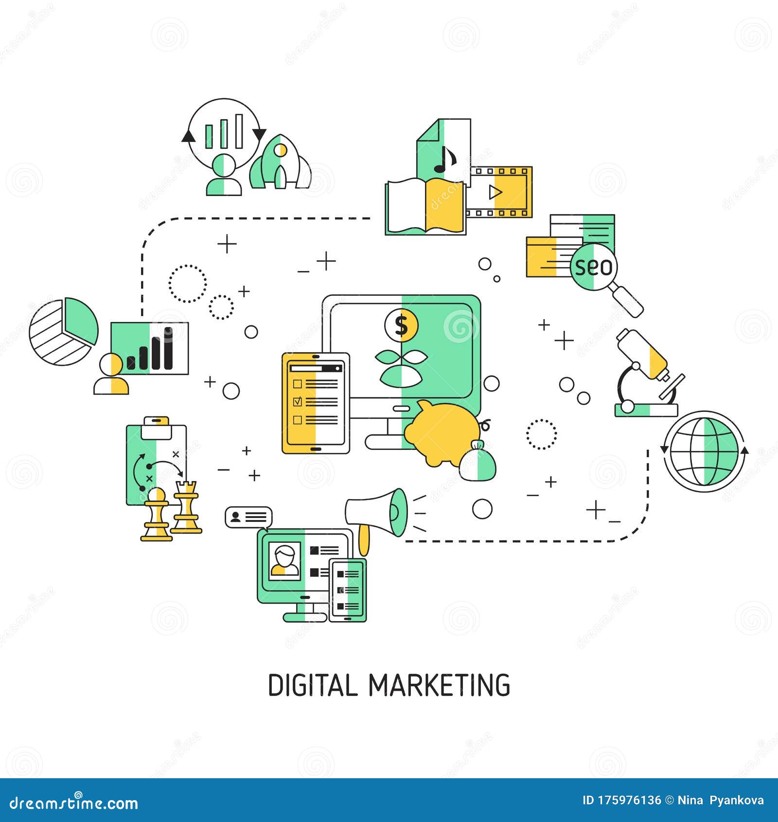 Digital Marketing and Digital Technologies Concept Stock Vector ...