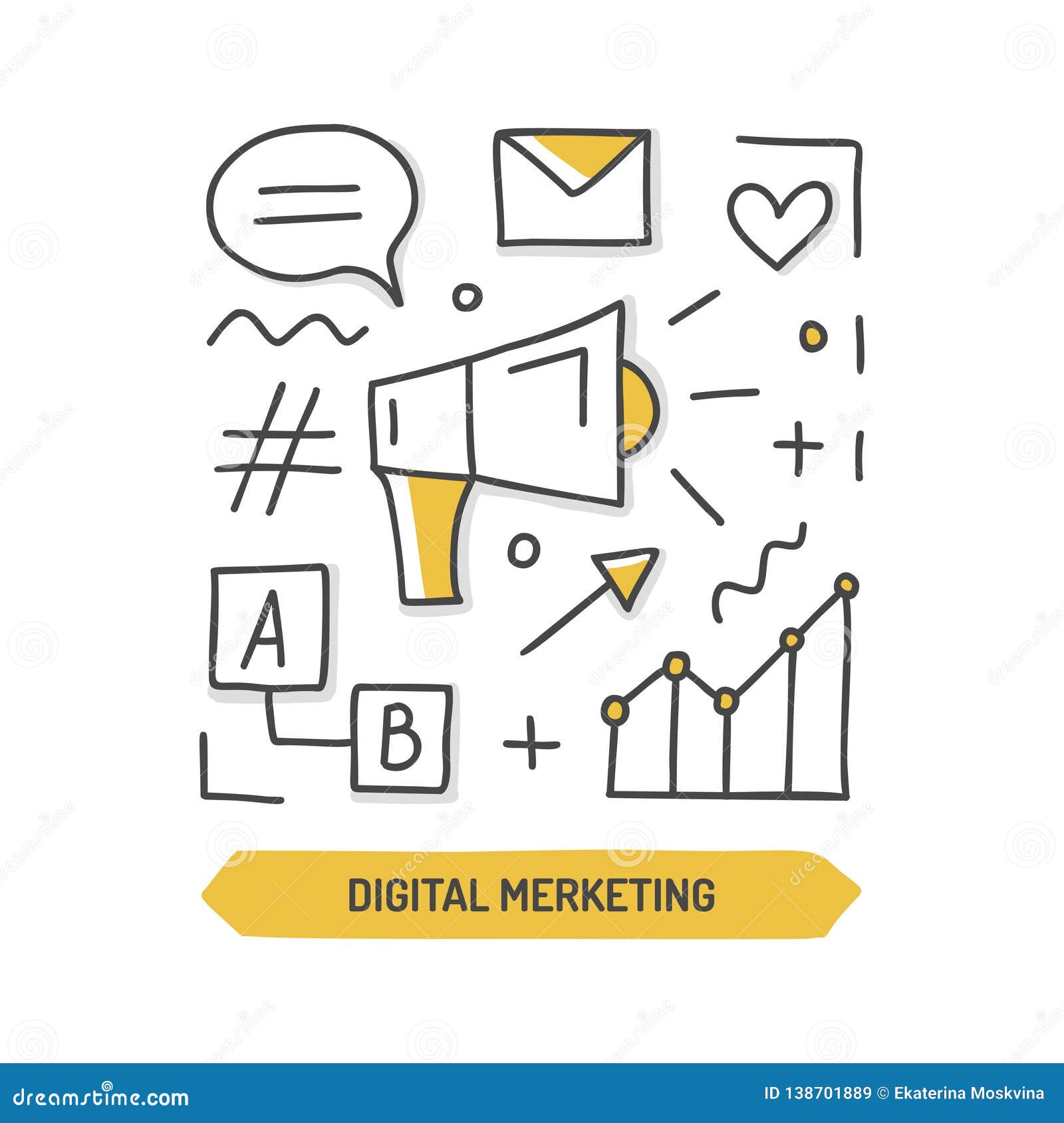 Digital marketing doodle stock illustration. Illustration of drawn ...