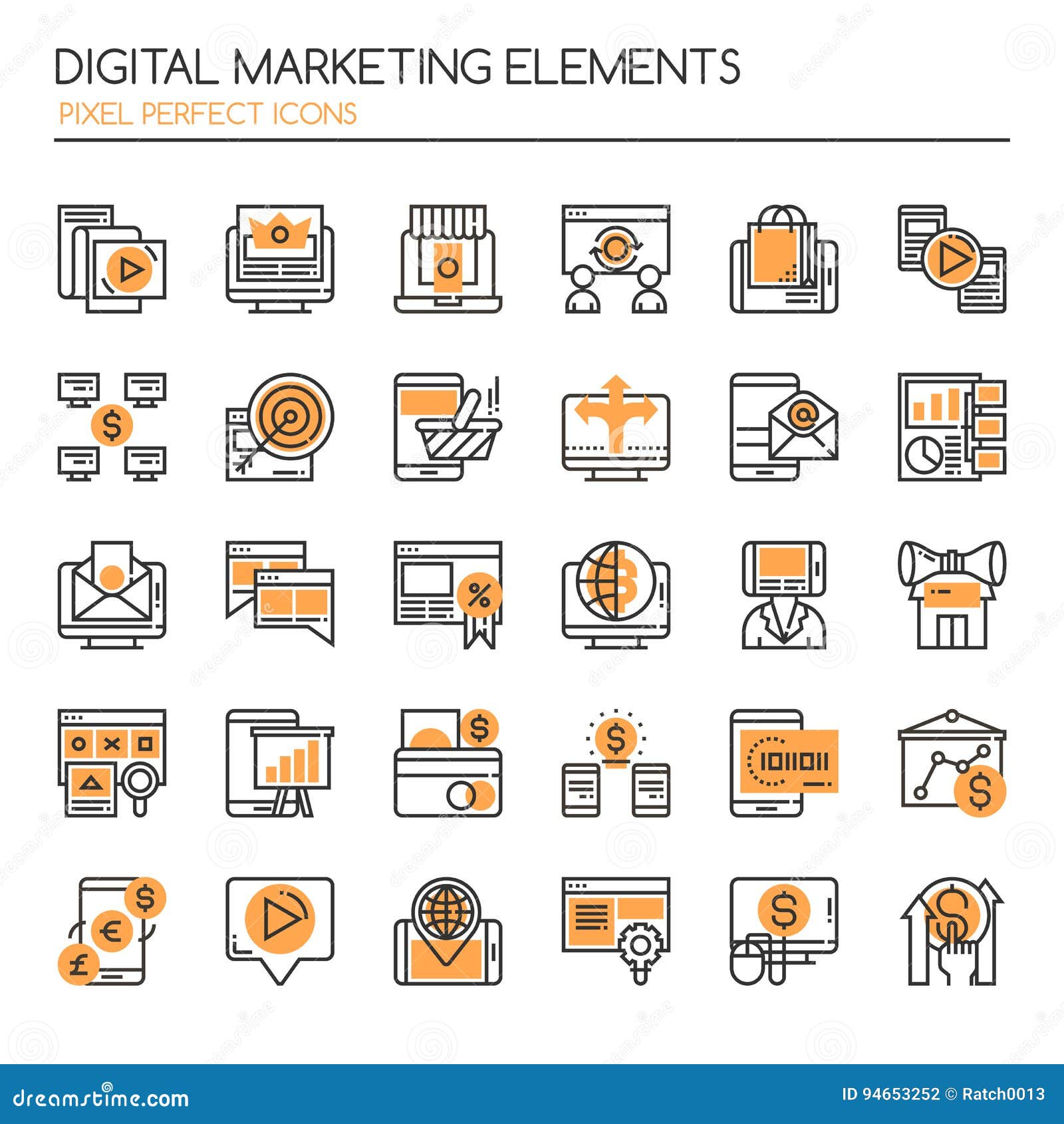 Digital marketing Elements stock illustration. Illustration of ...